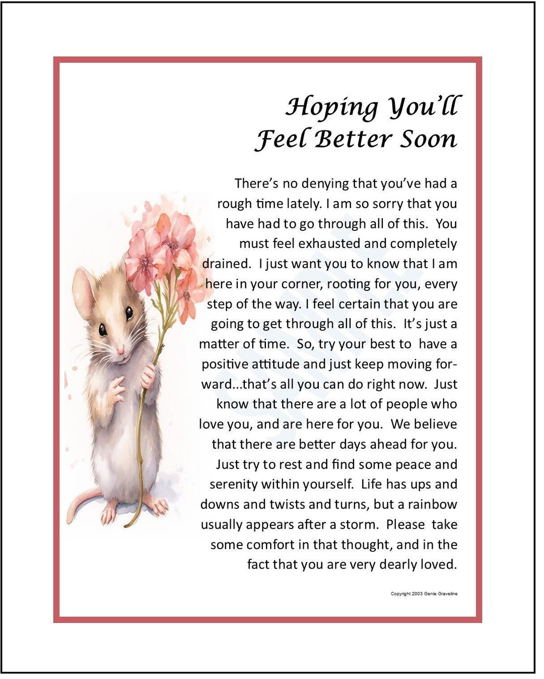 Consolation Poem Print Letter, Encouragement Poem Print Letter, Going ...