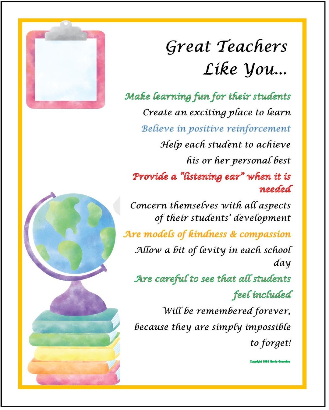 Best Teacher Poem, DIGITAL DOWNLOAD, Teacher Thank You Poem, New ...