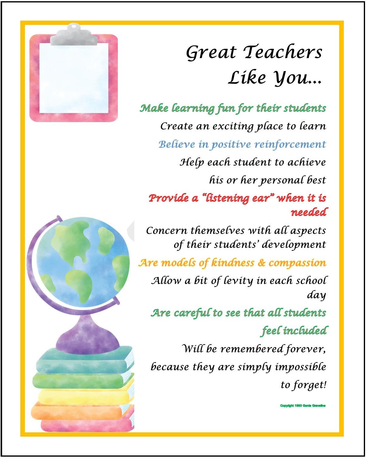 Best Teacher Poem, DIGITAL DOWNLOAD, Teacher Thank You Poem, New ...