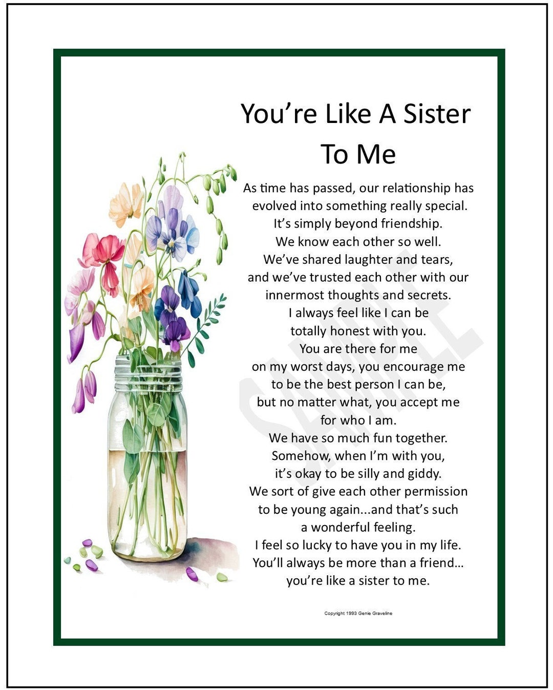 Like A Sister to Me, Friendship Print, Gift for My Bestie, DIGITAL ...