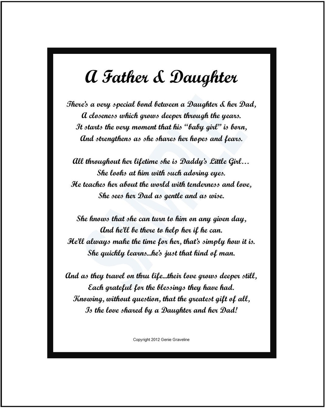 To Dad From Daughter Poem, DIGITAL DOWNLOAD, Poem for Father's Day ...