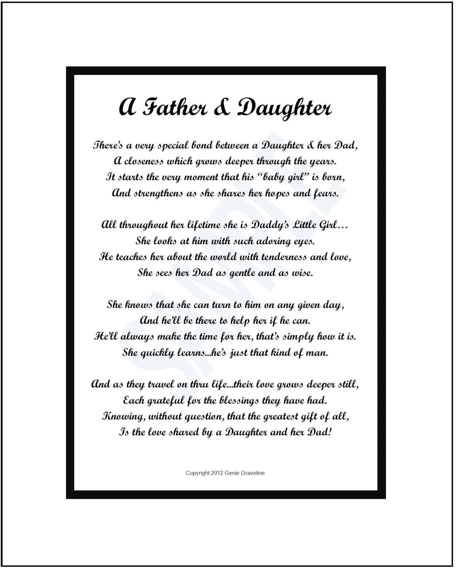 To Dad From Daughter Poem, DIGITAL DOWNLOAD, Poem for Father's Day ...