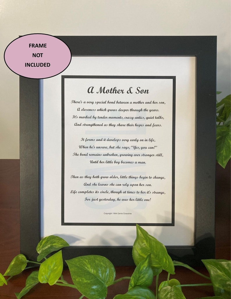 Mother Son Poem DIGITAL DOWNLOAD Mother Son Verse Mother | Etsy Canada