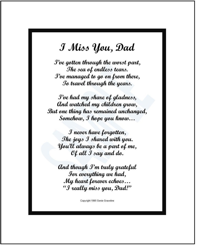 Father Memorial Poem Print, Loss of Dad, Remembrance Gift (digital ...