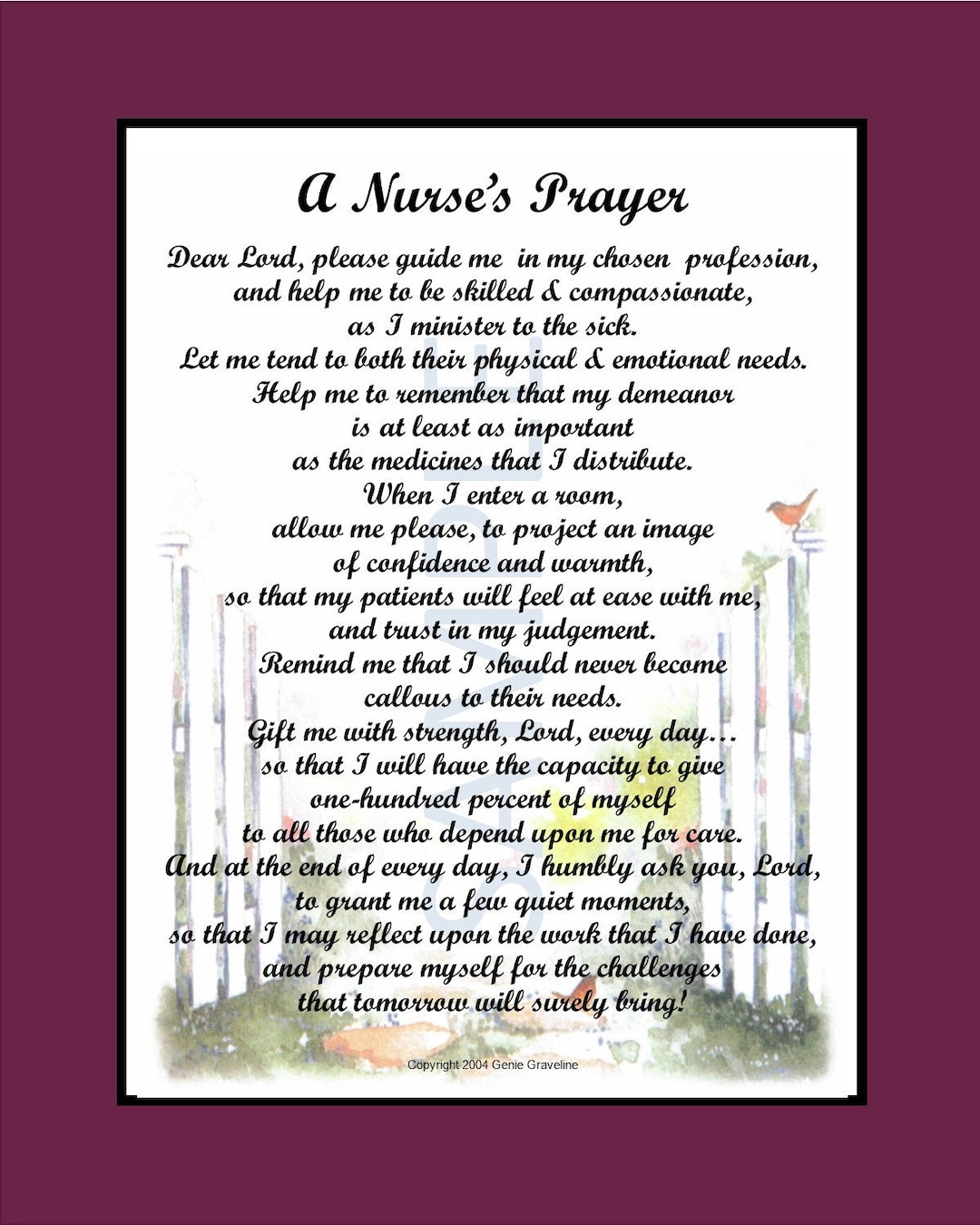 A Nurse's Prayer-unframed NURSE Download-nurse Poem- Nurse Gift- Nurse ...
