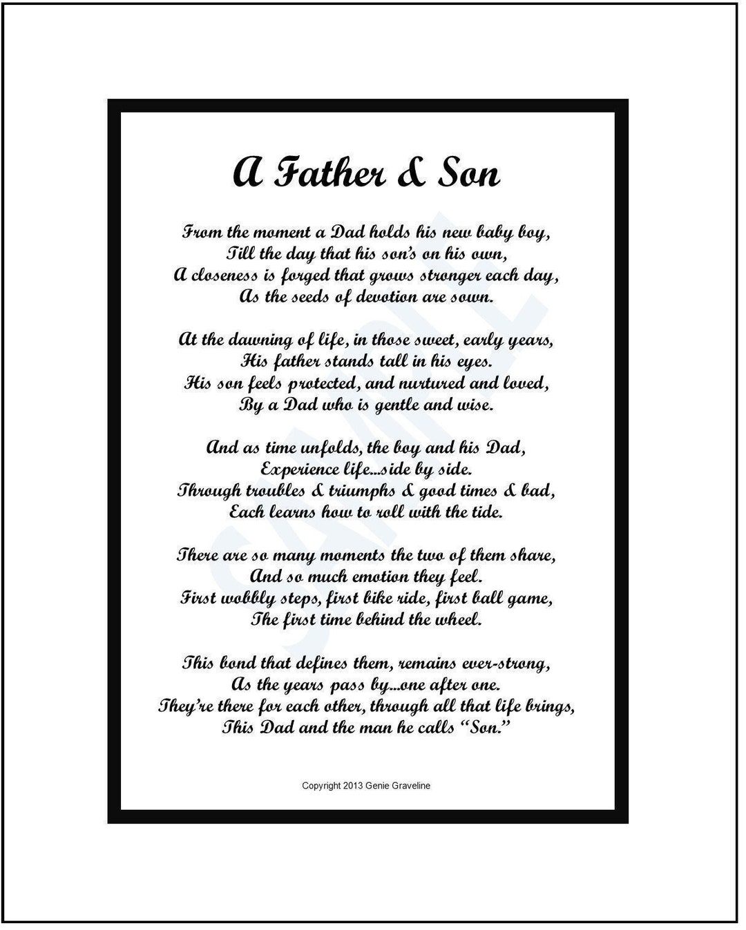 Thank You Poem for Father, DIGITAL DOWNLOAD, Father Verse, Sentimental ...