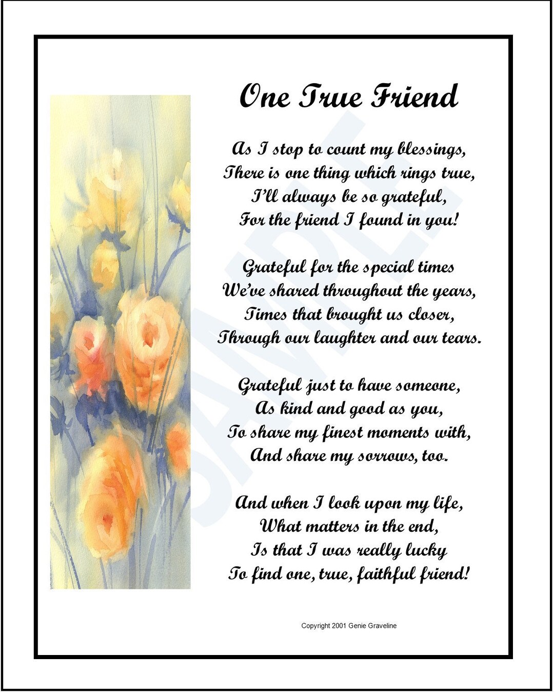 One True Friend Digital Download Friend Poem Friend Gift - Etsy
