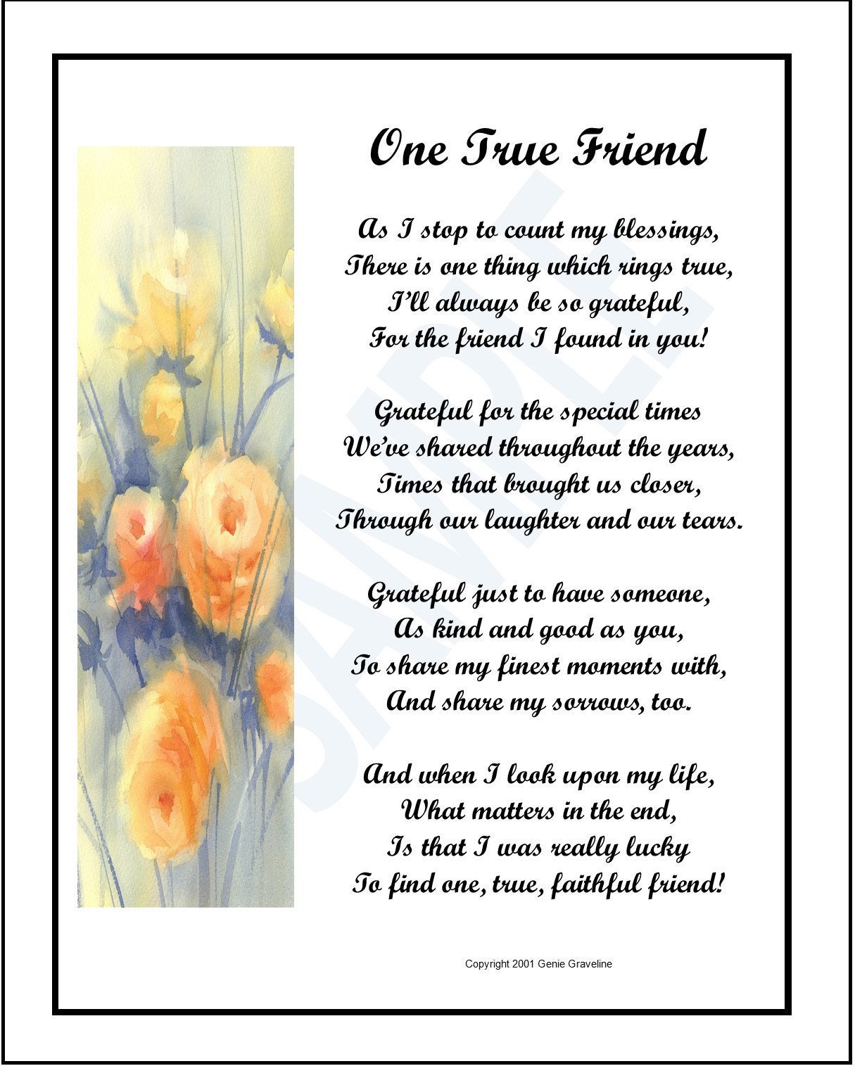 One True Friend Digital Download Friend Poem Friend Gift - Etsy Canada