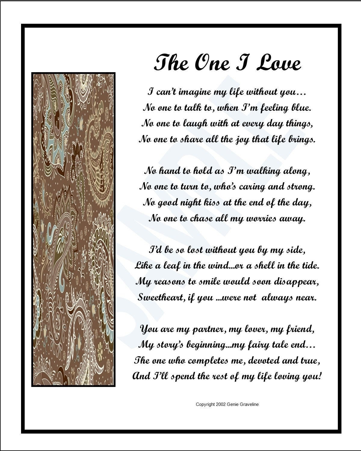 The One I Love Poem-Love Poem-Instant Download-Husband | Etsy