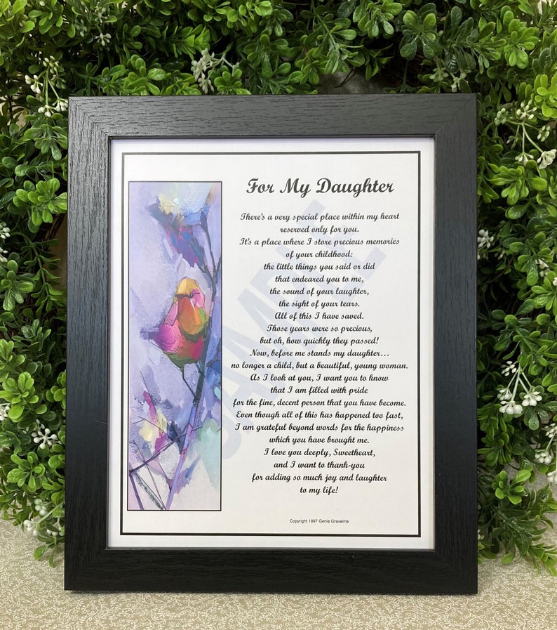 Daughter Poem UNFRAMED DIGITAL DOWNLOAD, Best Daughter Gift Present ...