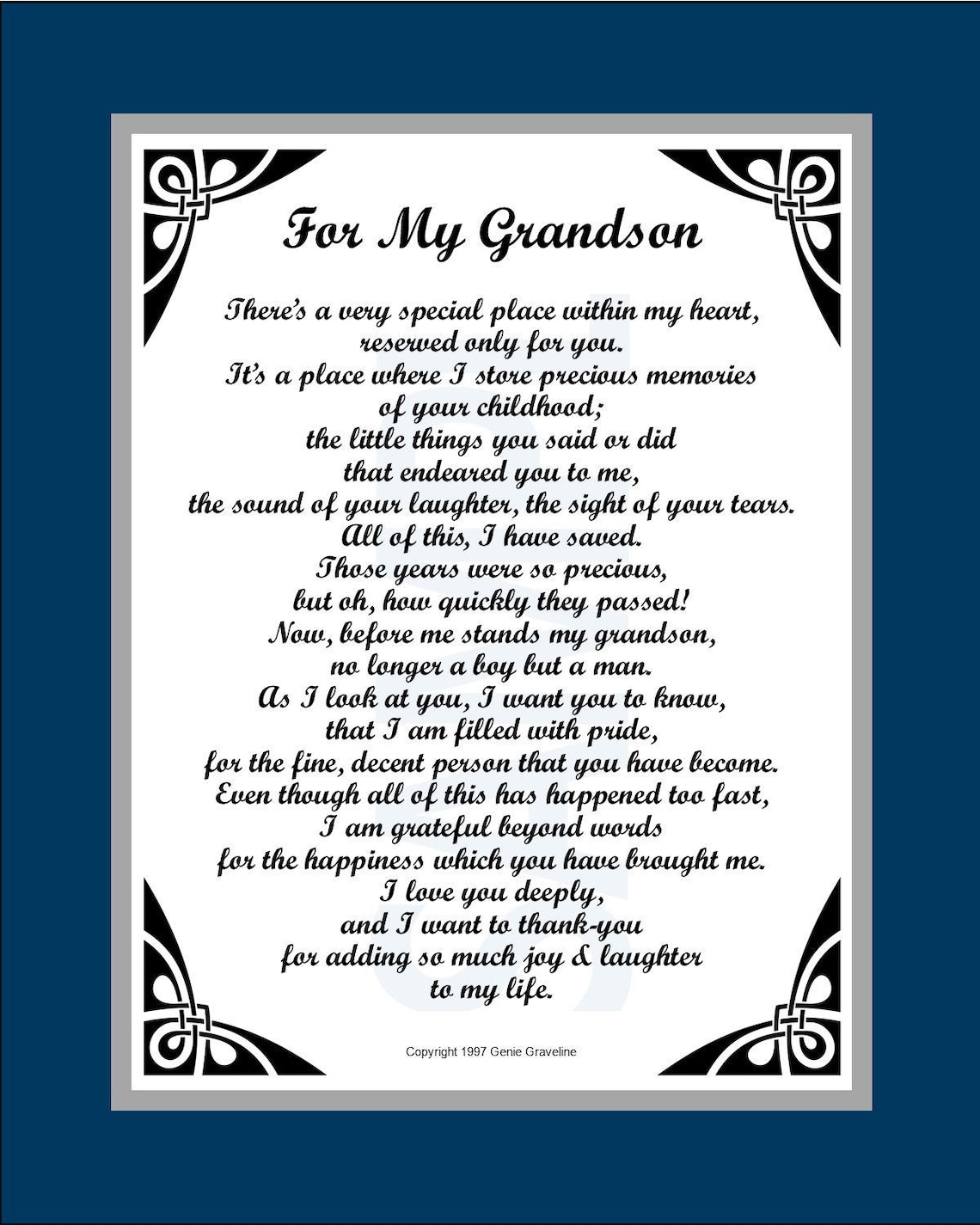 Grandson Poem DIGITAL DOWNLOAD Grandson's Graduation - Etsy Canada