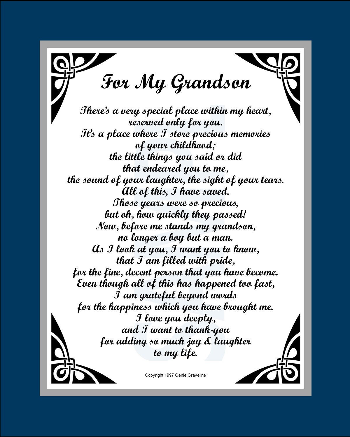 Grandson Poem DIGITAL DOWNLOAD Grandson's Graduation - Etsy Canada