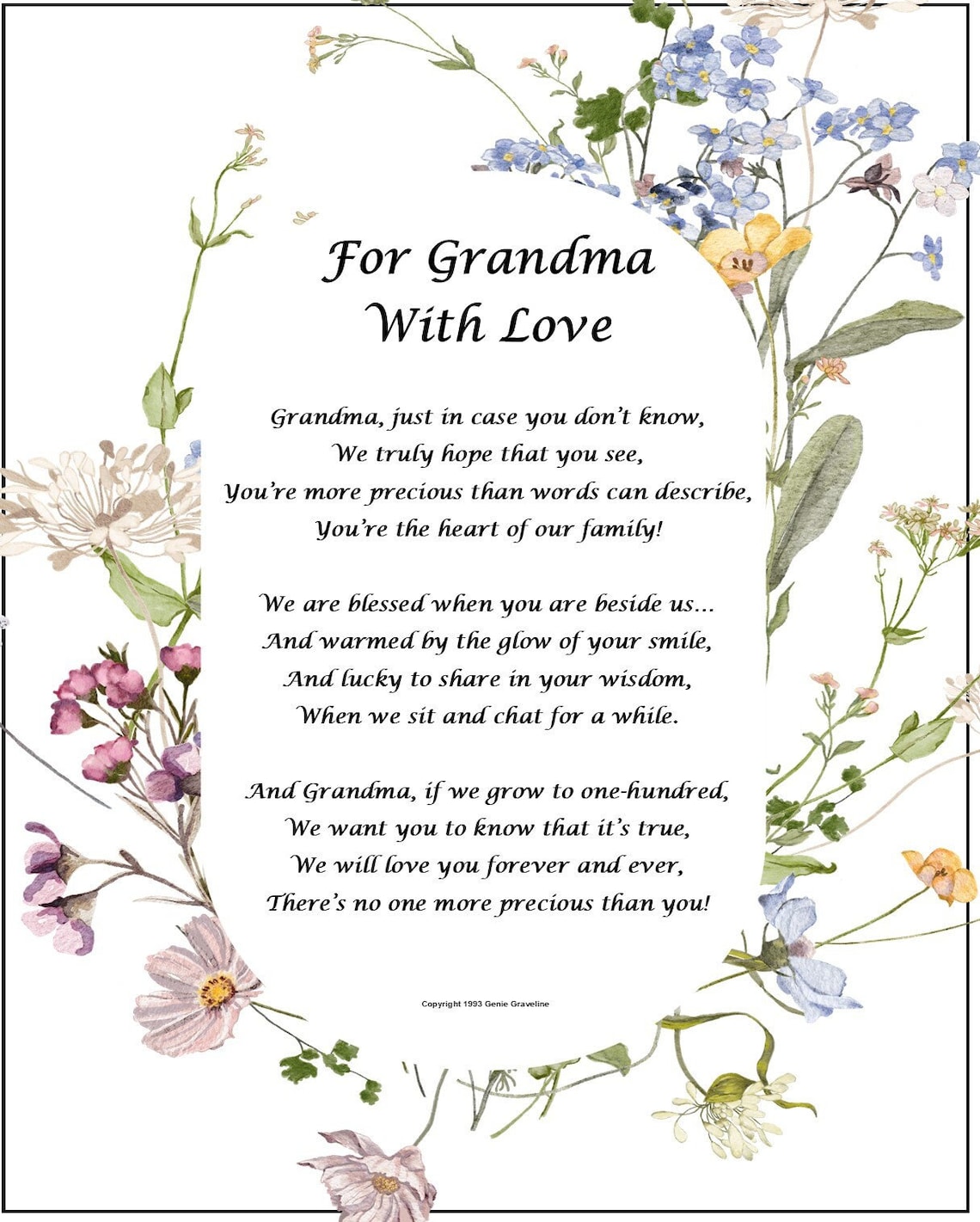 Grandma 80th Birthday Poem Grandmother 75th Birthday Print - Etsy Sweden
