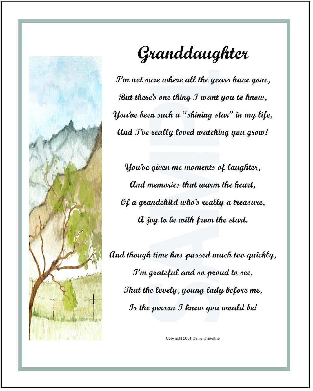 Poem For My Granddaughter Granddaughter 16th 18th 21st Birthday T