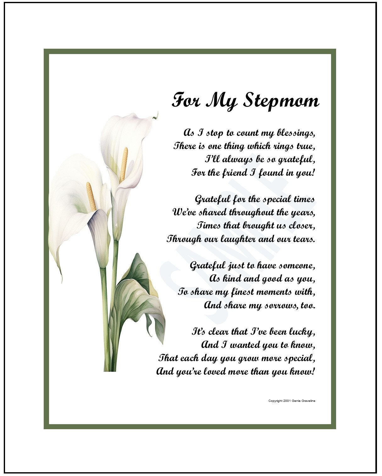 Stepmom Stepmother Poem Print Verse Digital Download Stepmom Etsy