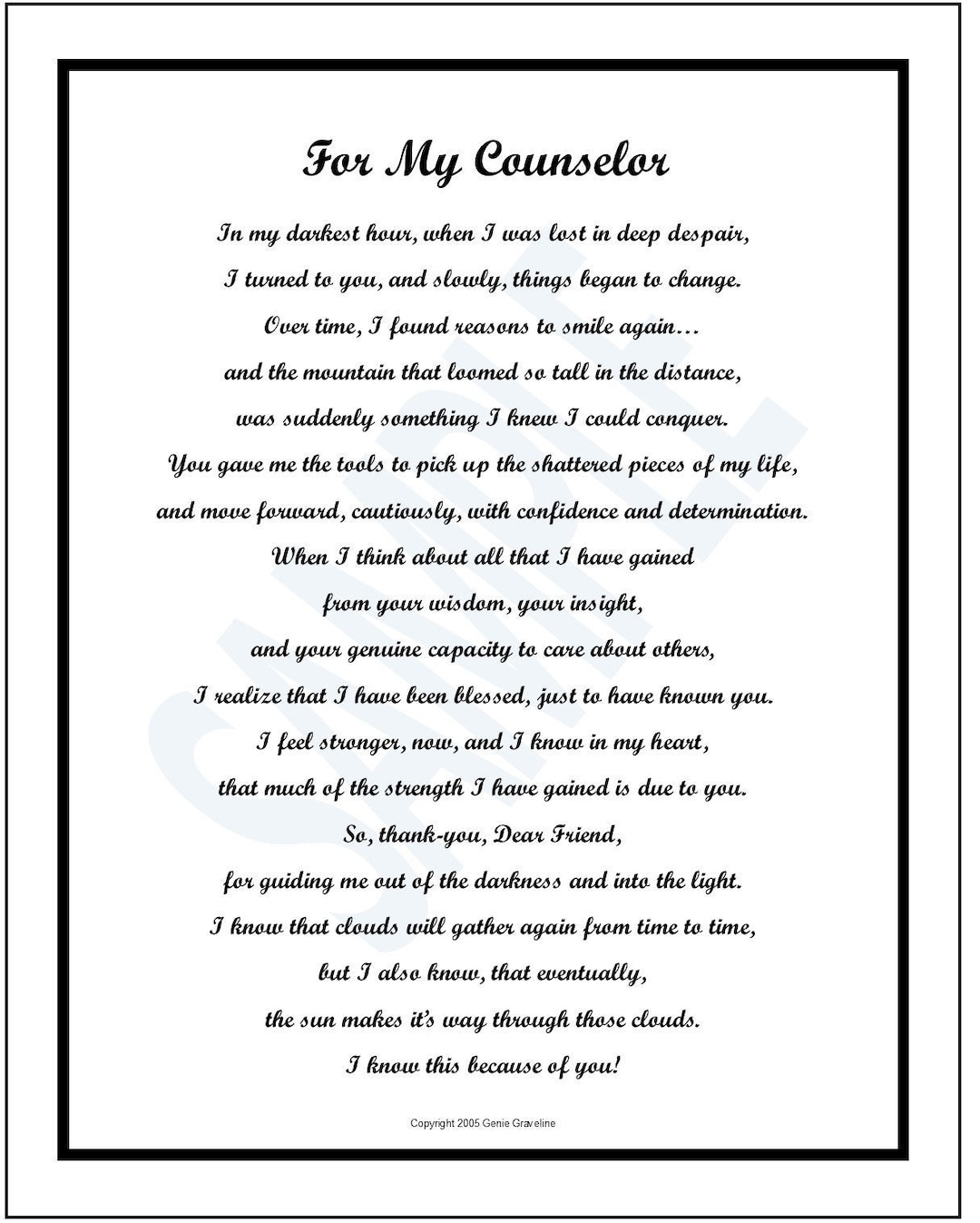 Thank You Gift for Counselor, Good Bye Present for Counselor, DIGITAL ...