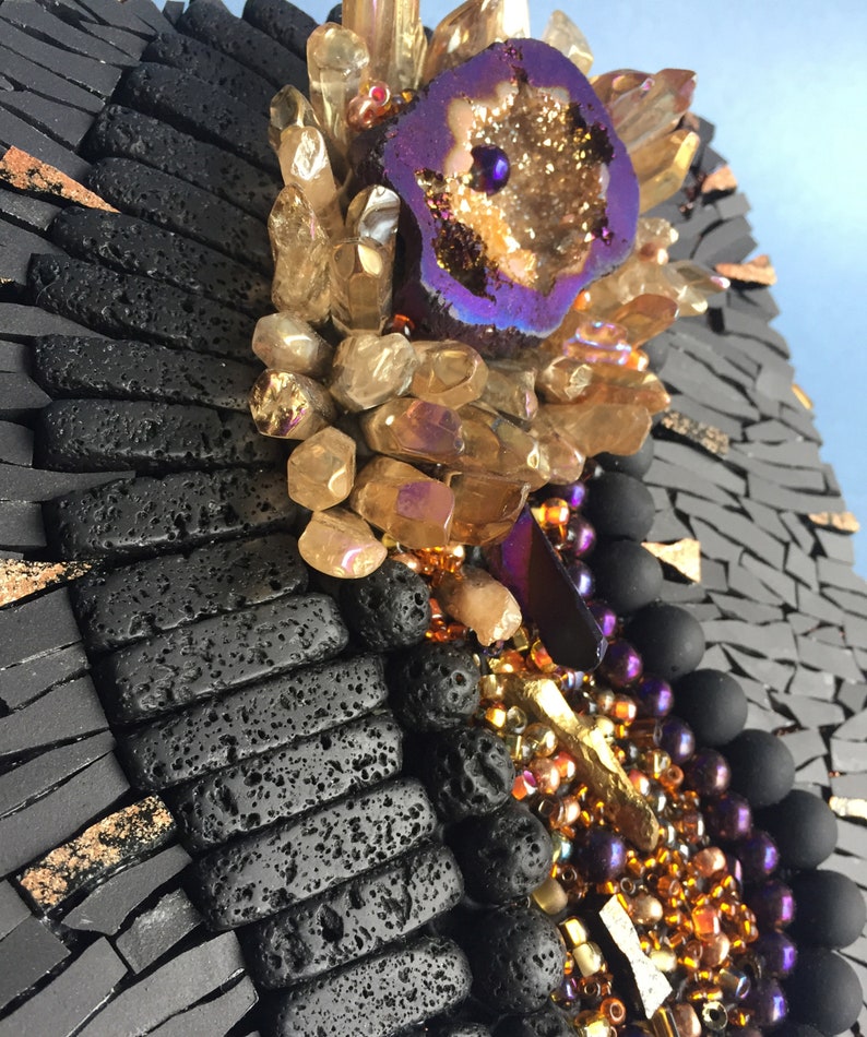 Natural Stone Mosaic / Geode & Crystal Quartzite / Amber Abstract - Etsy