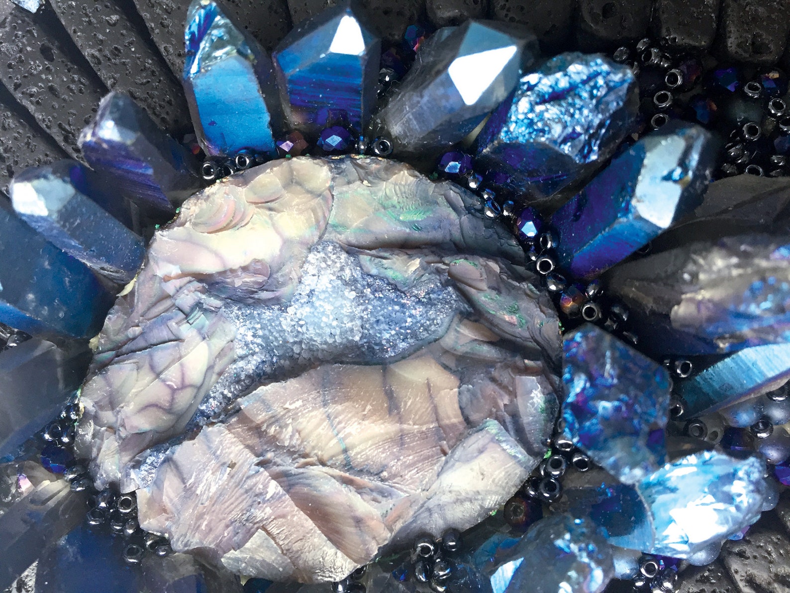 Natural Stone Mosaic / Geode & Crystal Quartzite / Indigo Blue - Etsy