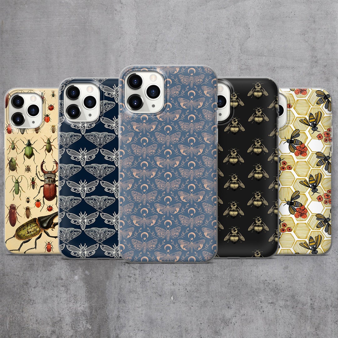 Insect Pattern Phone Case, Bug, Bee, Moth Design - Etsy UK