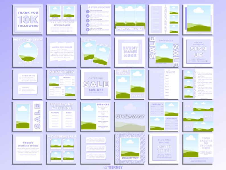 50 Purple Instagram Post Templates for Canva Marketing Branding Kit IG ...