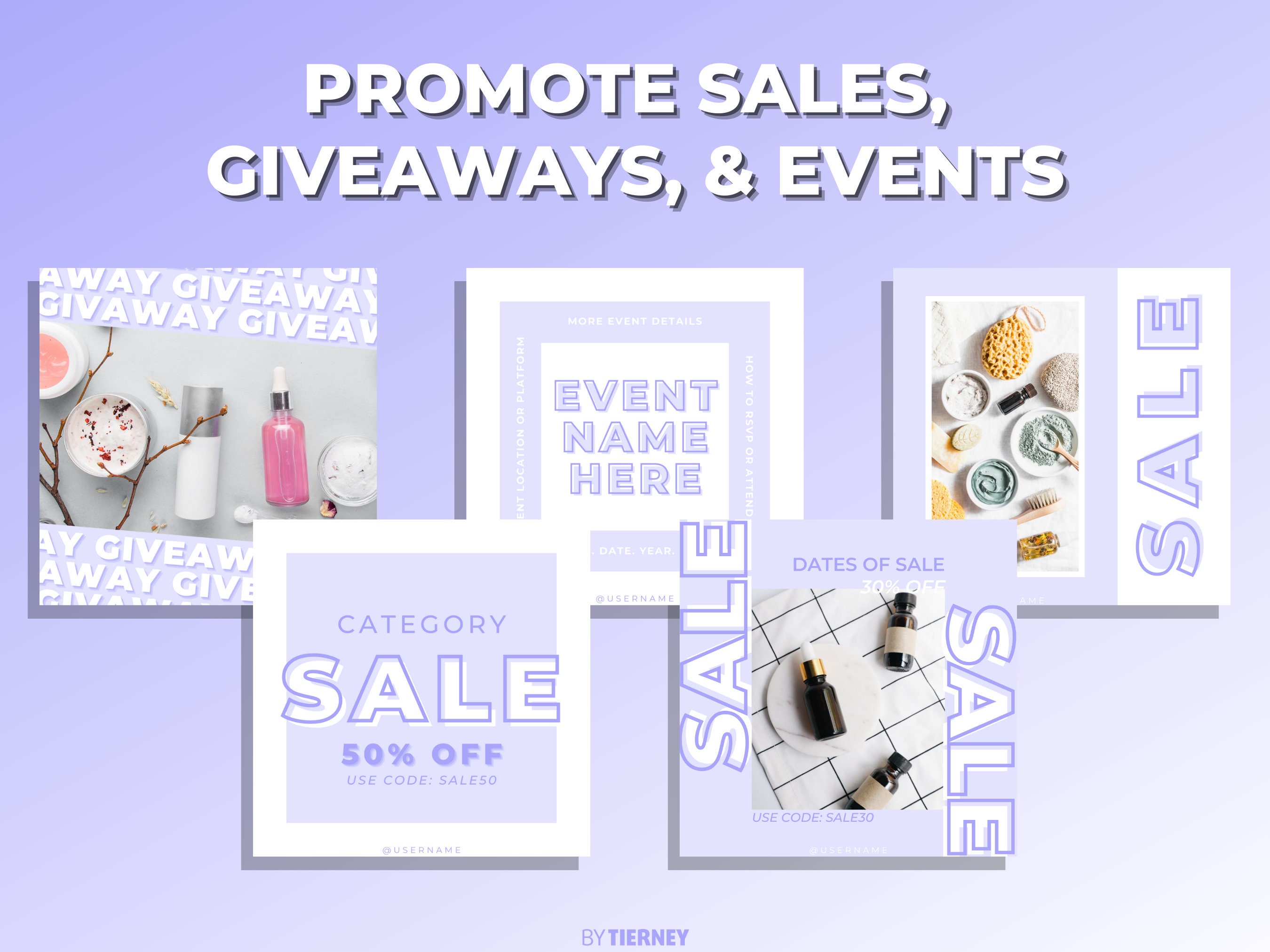 50 Purple Instagram Post Templates for Canva Marketing Branding Kit IG ...