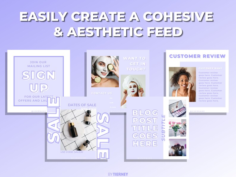 50 Purple Instagram Post Templates for Canva Marketing Branding Kit IG ...