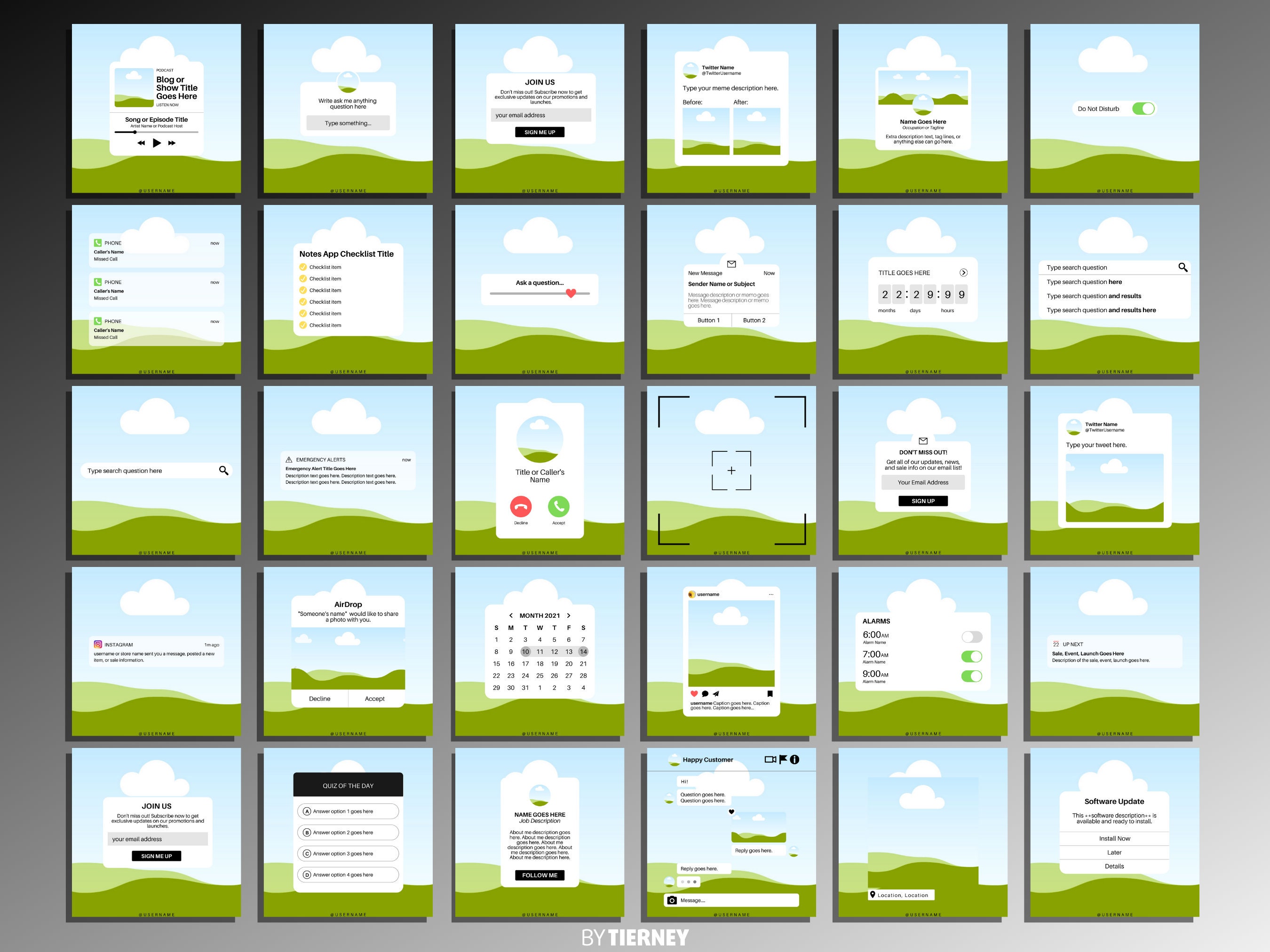 50 Instagram Notification Post Template Bundle for Canva Social Media ...