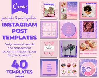 50 Purple Instagram Post Templates for Canva Marketing | Etsy