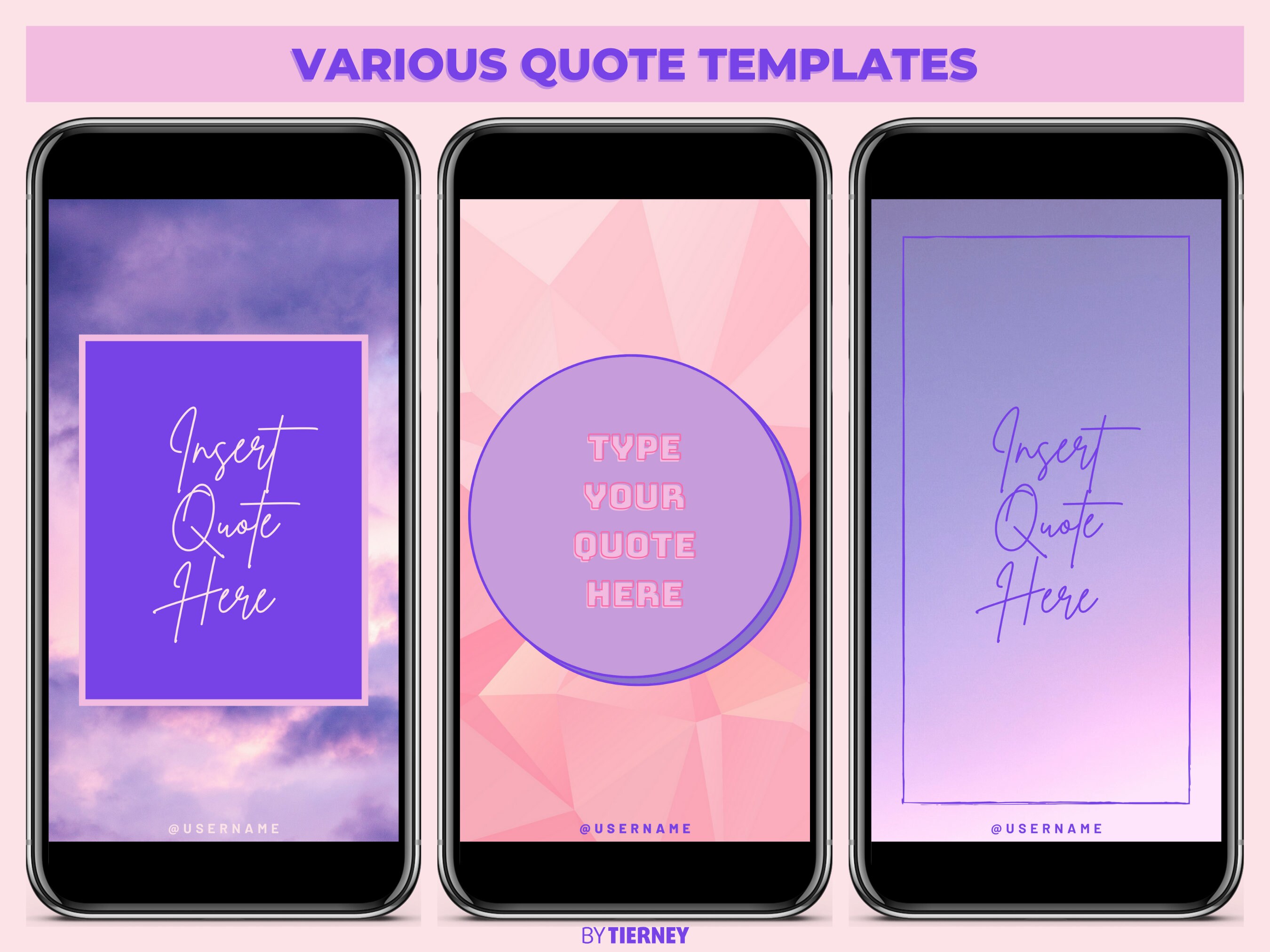 50 Pink & Purple Instagram Story Template Pack for Canva IG Template ...