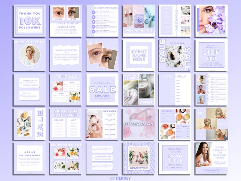 50 Purple Instagram Post Templates for Canva Marketing Branding Kit IG ...