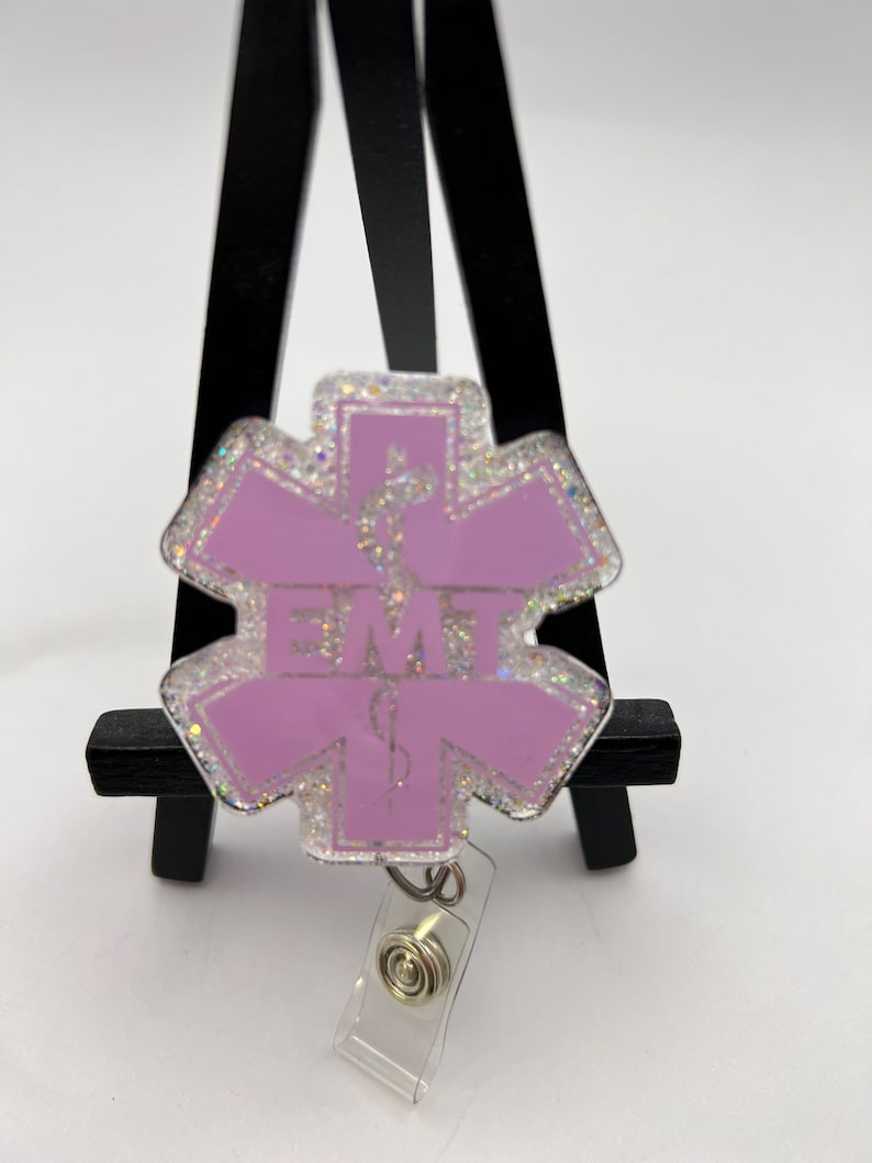 Star of Life Emt Badge Reel EMS Health Care Medical Professional Gray ...