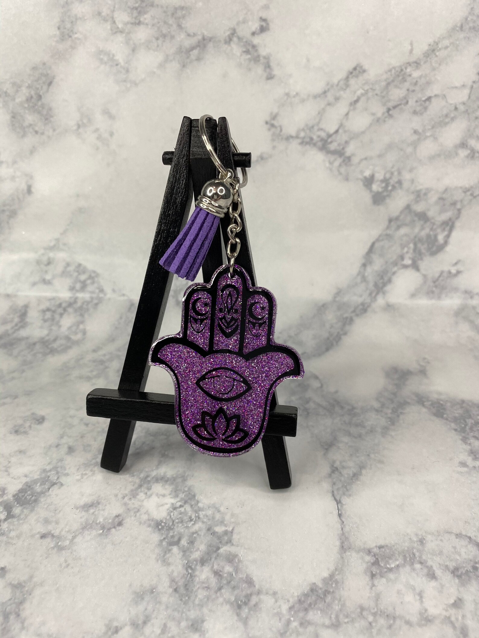 Hamsa Hand Keychain Evil Eye Keychain Glitter Keychain - Etsy