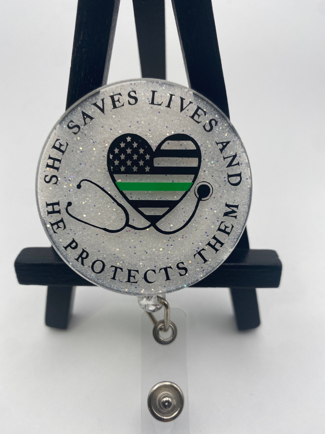 Thin Blue Line Badge Reel Save Lives Nurse Retractable Badge - Etsy