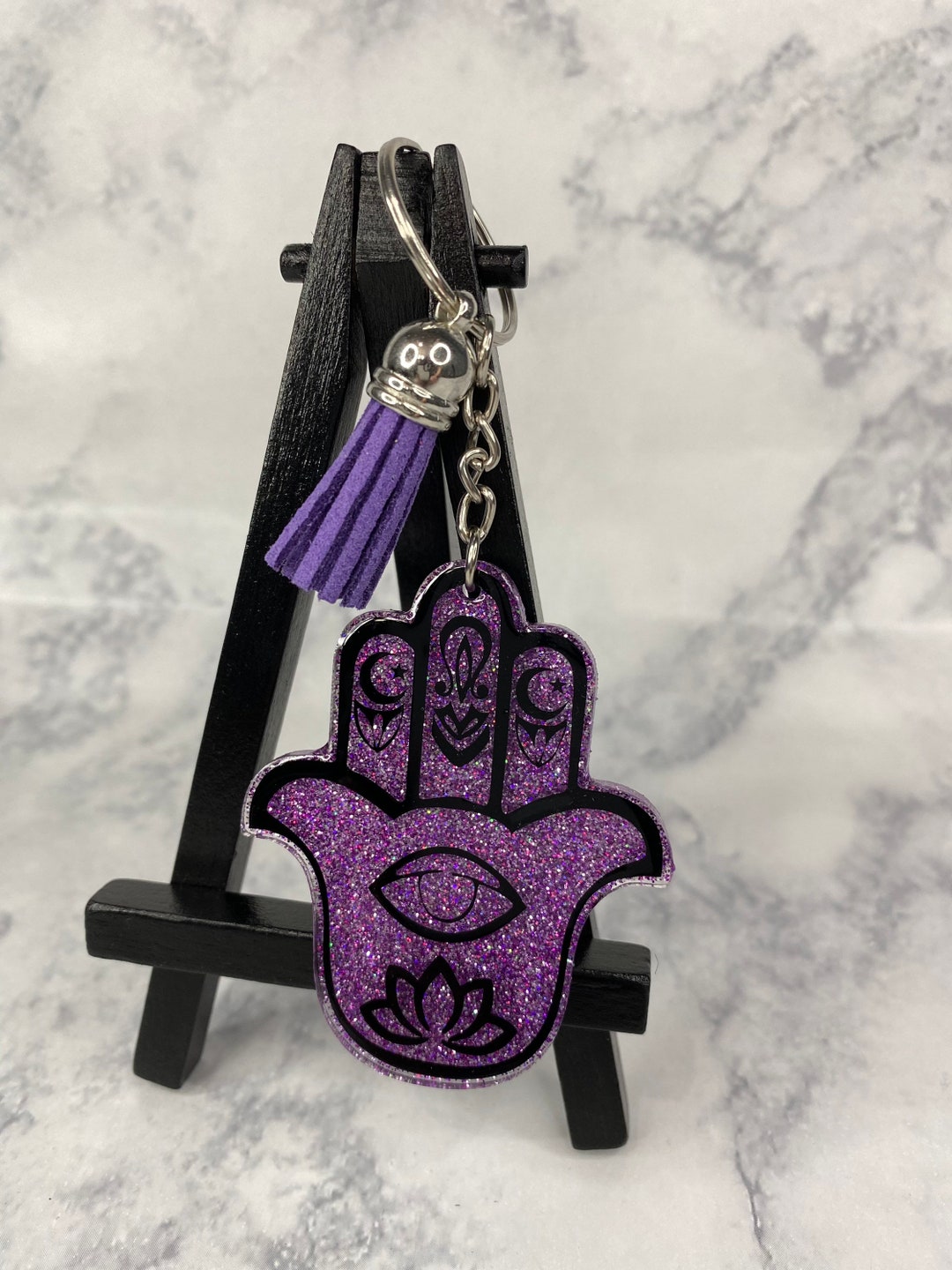 Hamsa Hand Keychain, Evil Eye Keychain, Glitter Keychain , Acrylic ...
