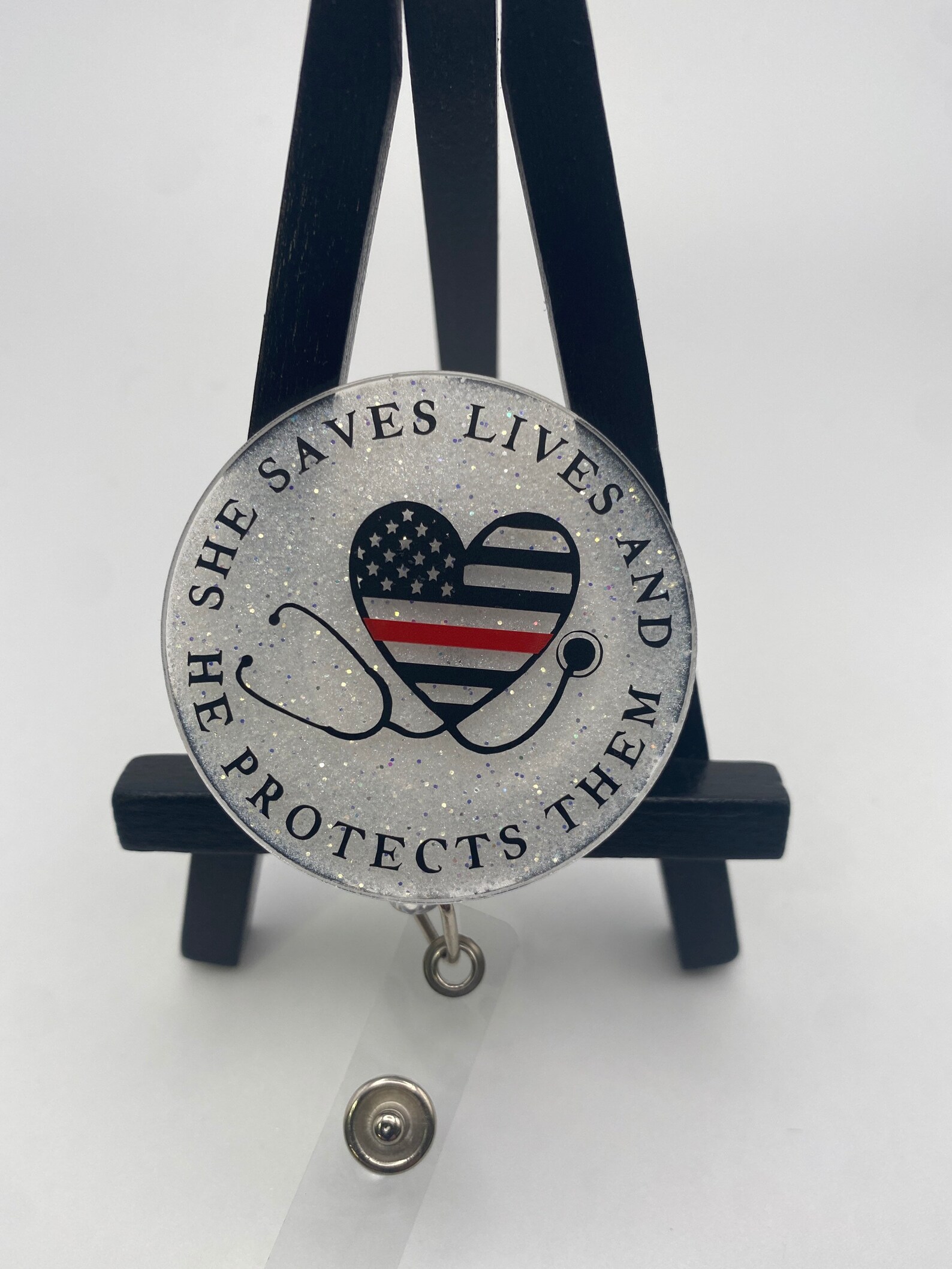 Thin Blue Line Badge Reel Save Lives Nurse Retractable Badge - Etsy