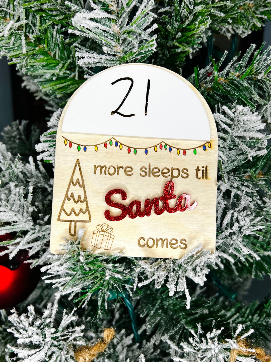 Santa Countdown Wooden Magnetic Sign Dry Erase Custom Sign Sleep Til ...