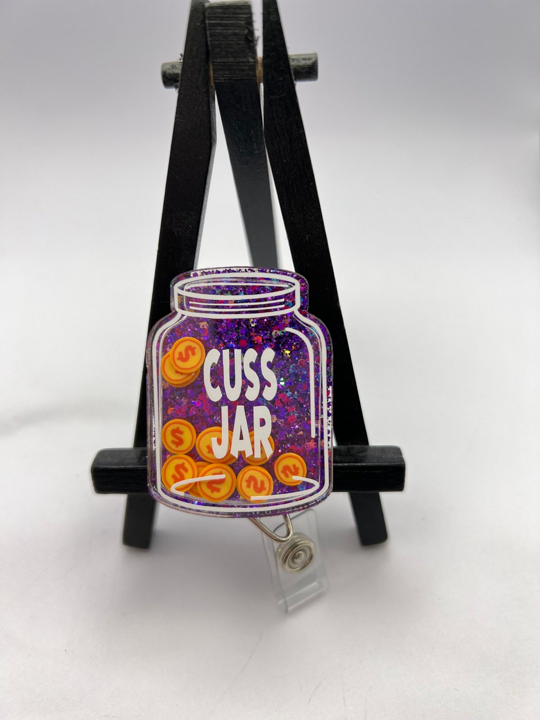 Badge Reel Cuss or Swear Jar Shaker ID Holder Retractable Nurse ...