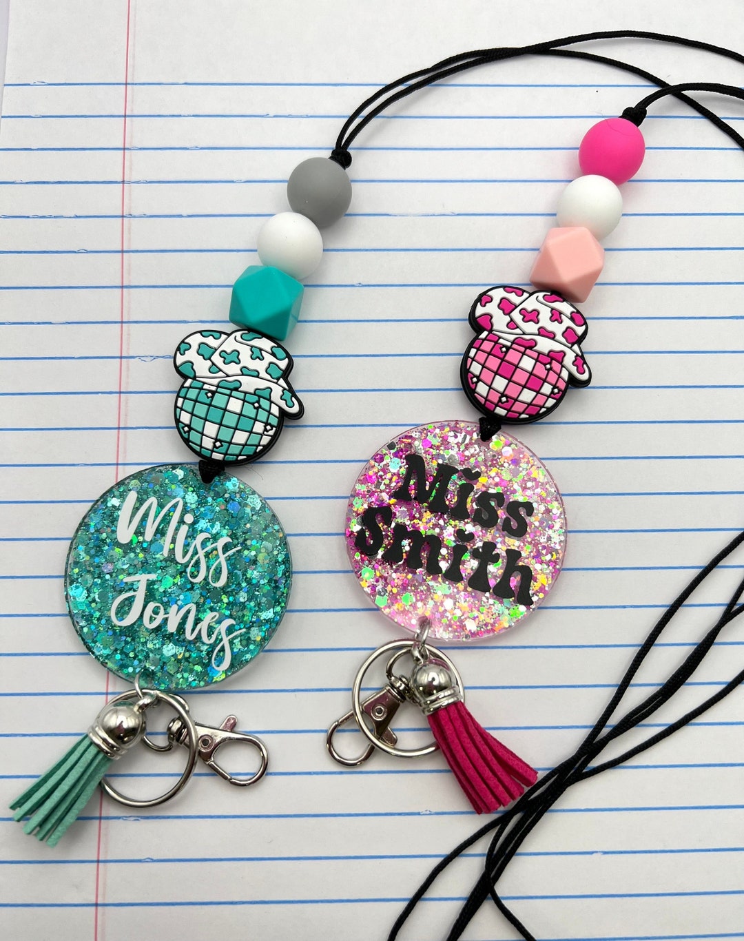 Leopard Disco Cowboy Hat Lanyard and Pen Set Teacher Badge ID Holder ...