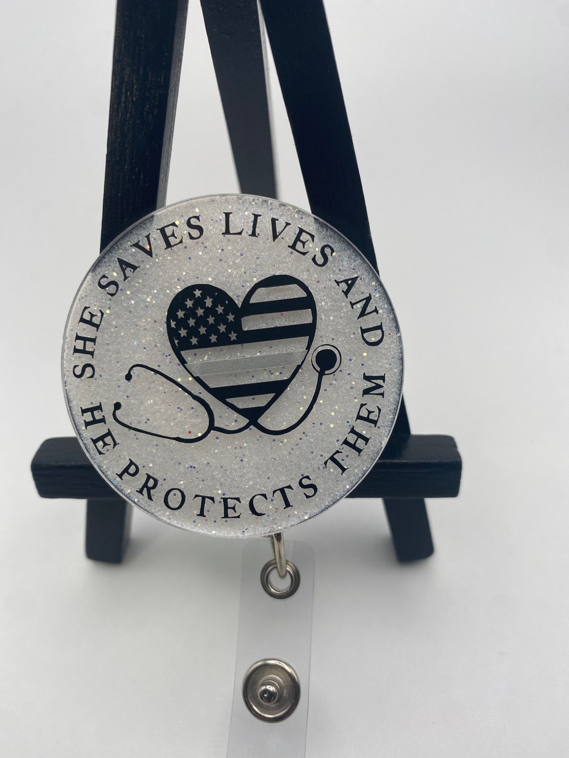 Thin Blue Line Badge Reel Save Lives Nurse Retractable Badge - Etsy
