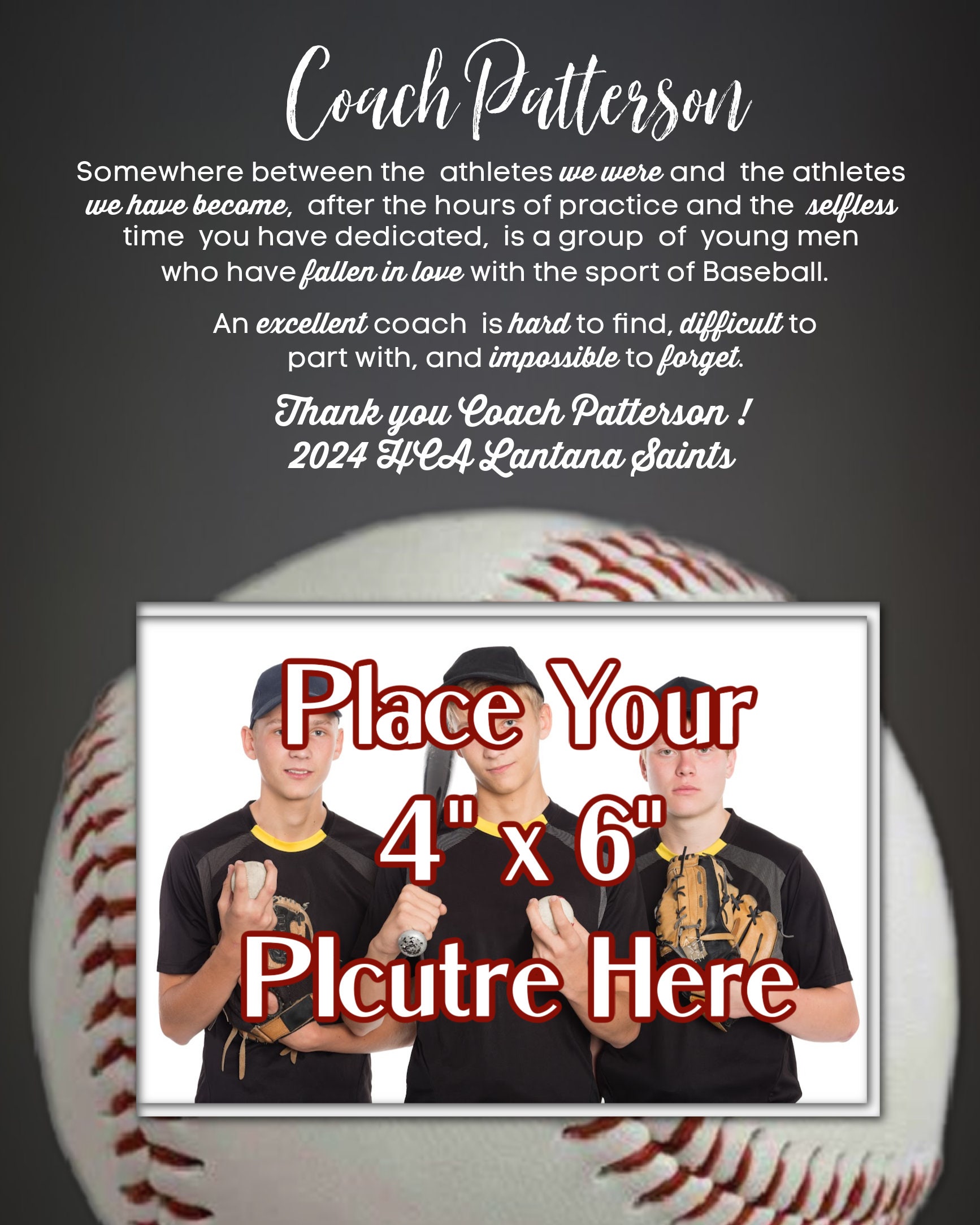 Personalized Baseball Coach Gift Ideas Picture Frame, Thank You Gift ...