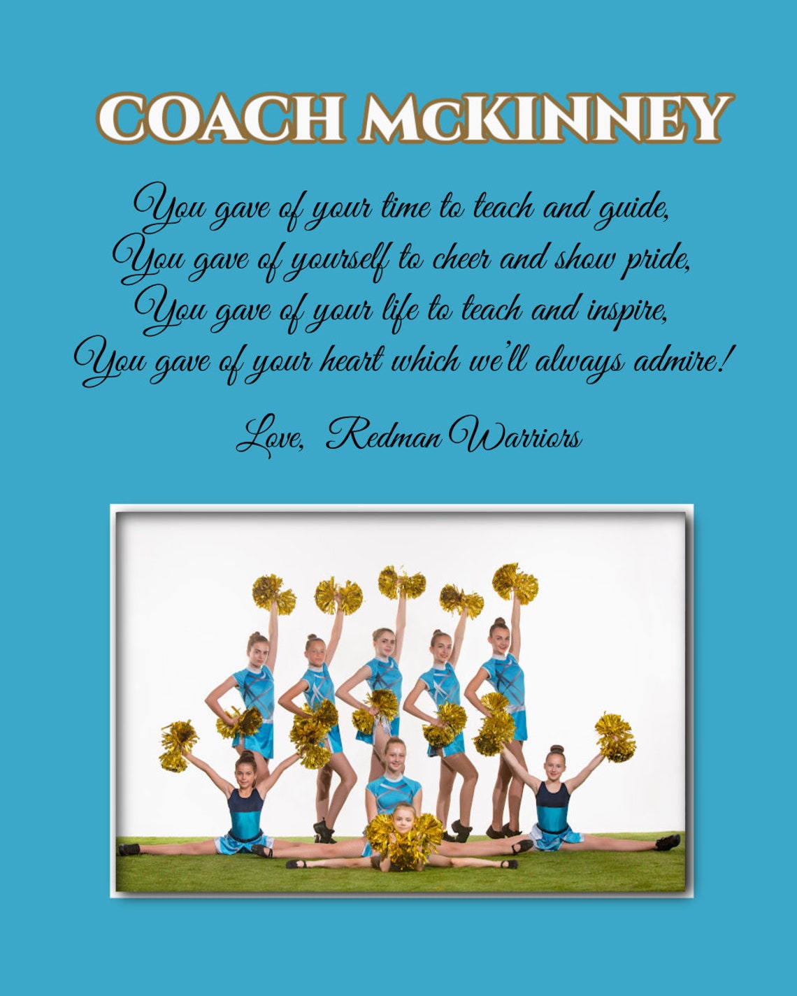 Custom Personalized Cheer Cheerleader Coach Appreciation Gift ...