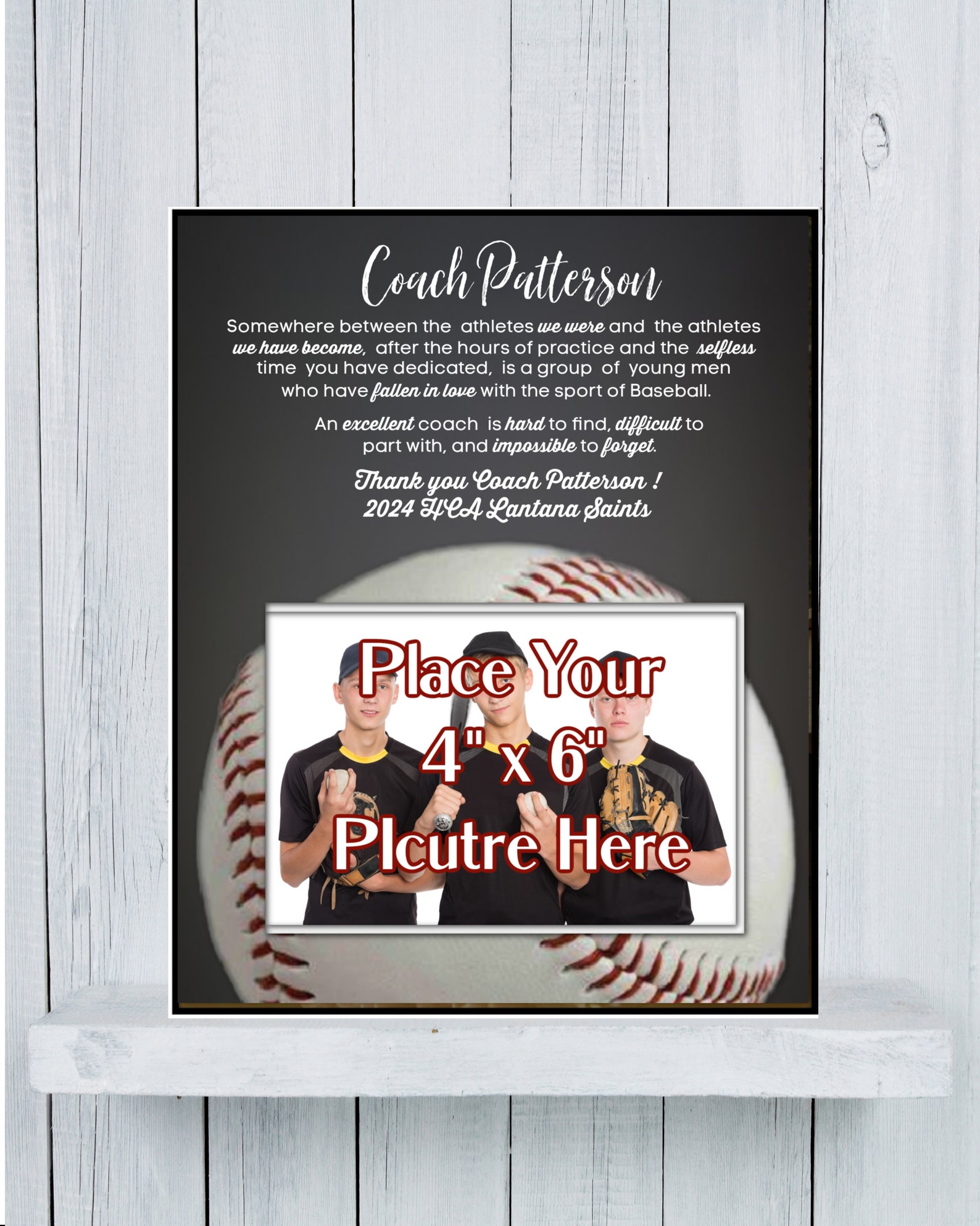 Personalized Baseball Coach Gift Ideas Picture Frame, Thank You Gift ...