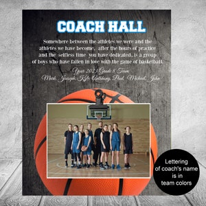 Personalized BASKETBALL Coach Gift, Basketball Frame, Basketball Gift ...