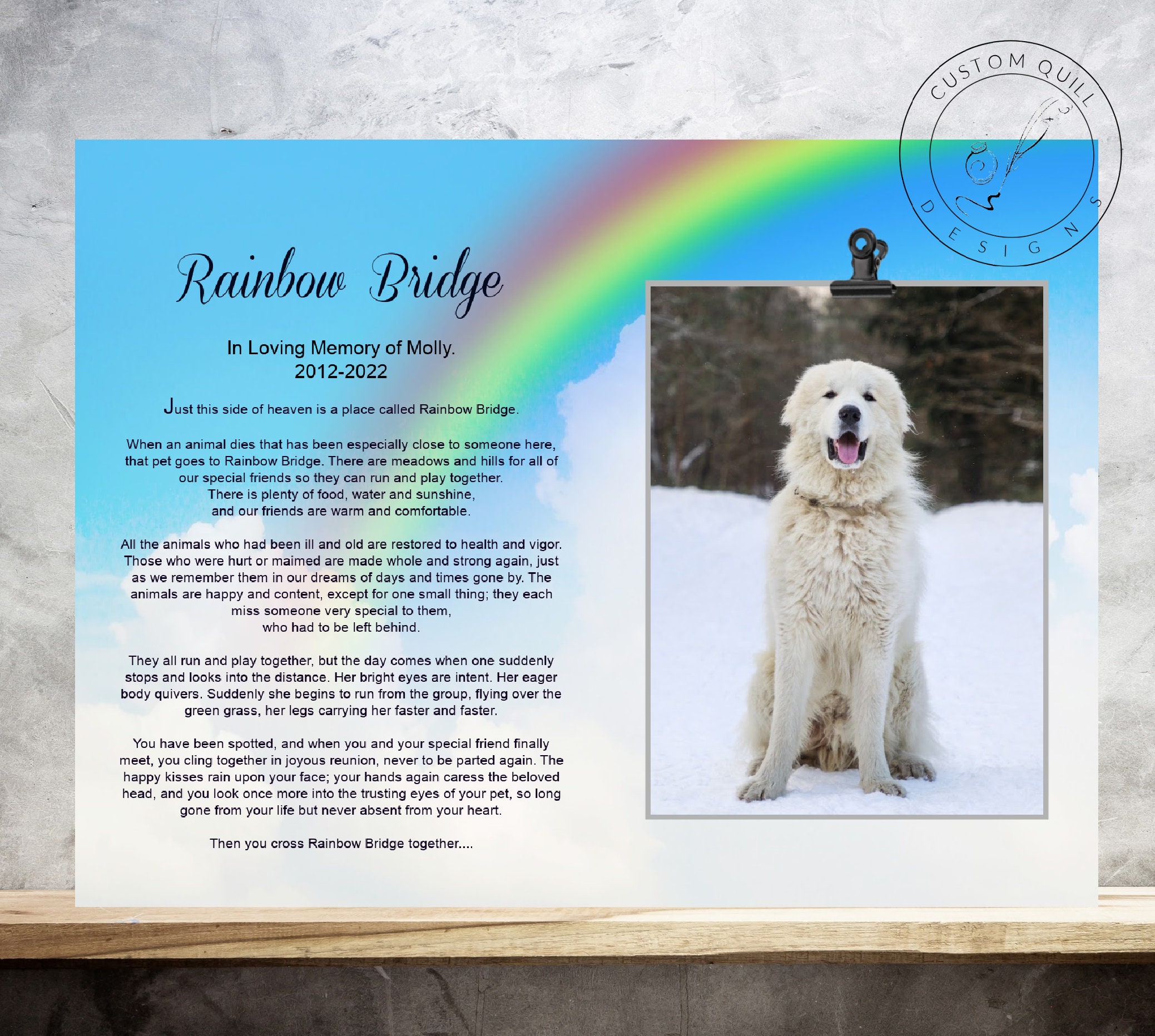 Rainbow Bridge Frame, Pet Memorial Frame , Pet Loss, Pet Loss Gift, Dog ...