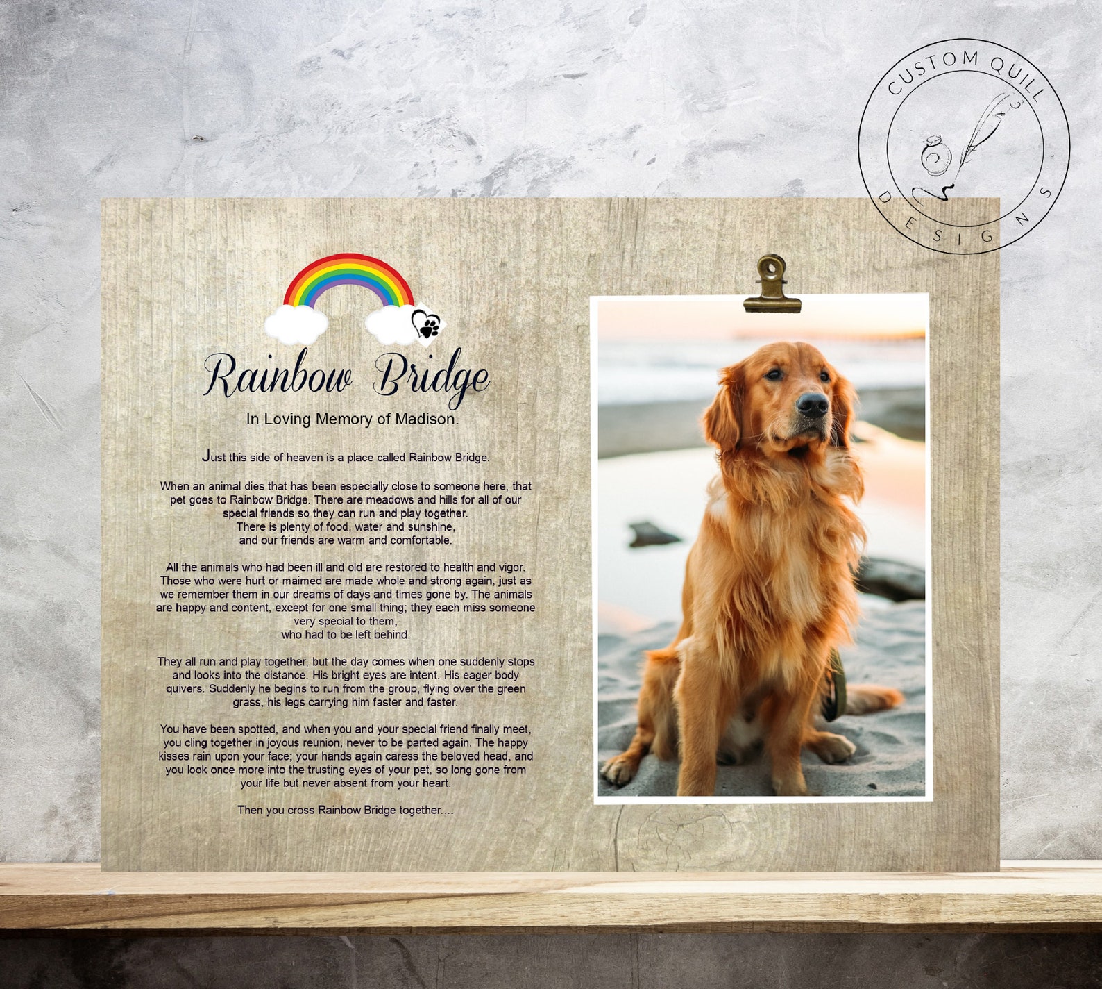 Rainbow Bridge Frame, Pet Memorial Frame , Pet Loss, Pet Loss Gift, Dog ...