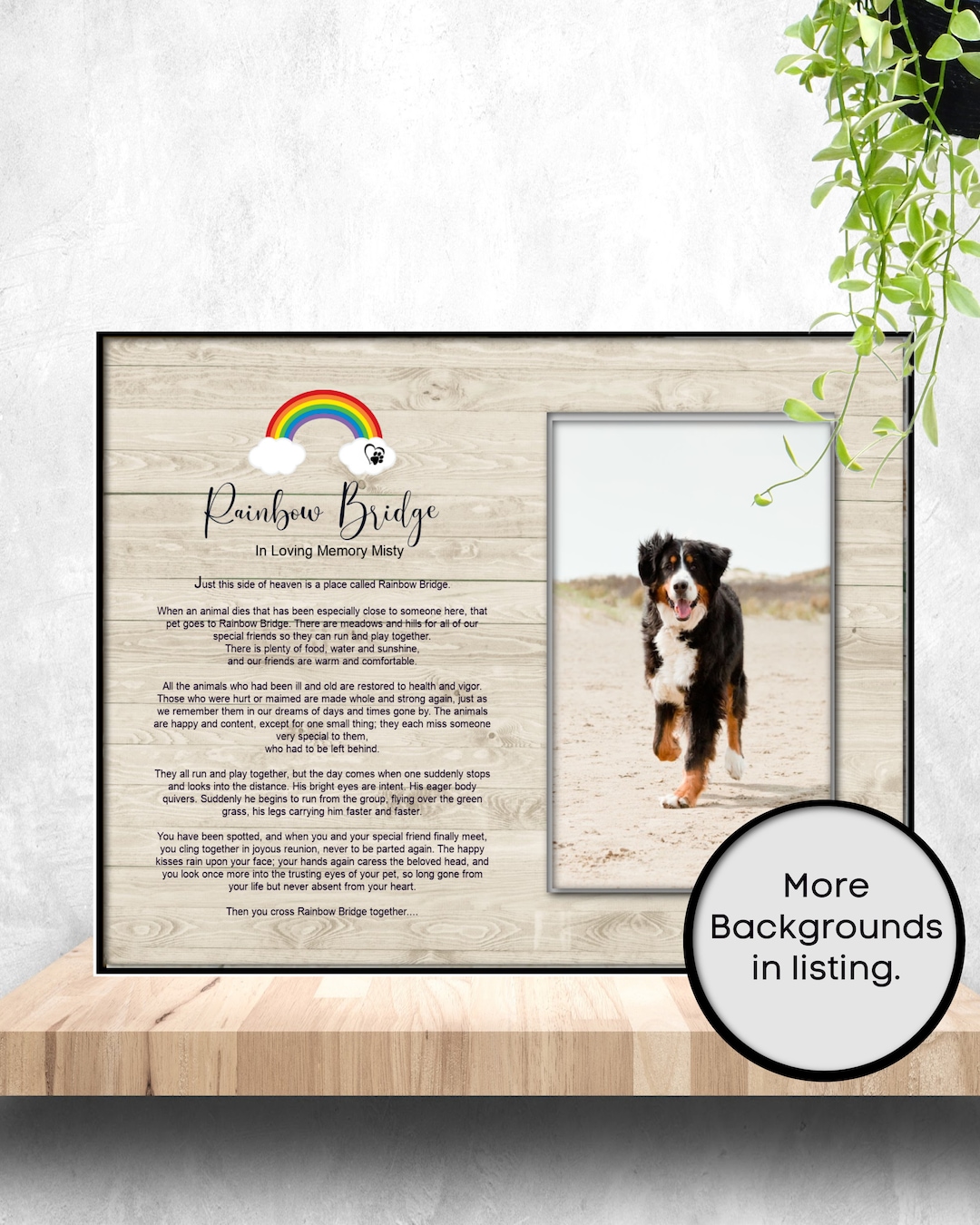 Rainbow Bridge Frame, Pet Memorial Frame , Pet Loss, Pet Loss Gift, Dog ...
