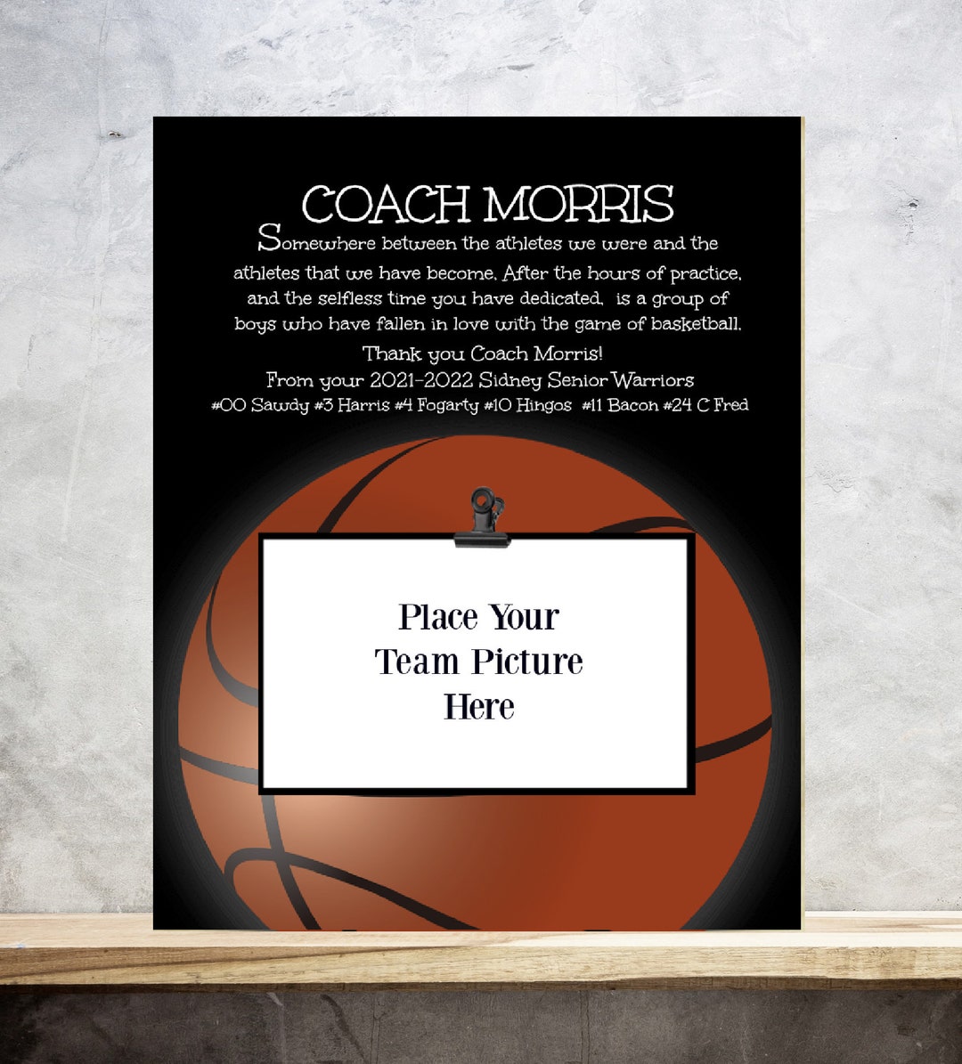 Team Gift for Basketball Coach End of Season, Coach Photo Picture Frame ...