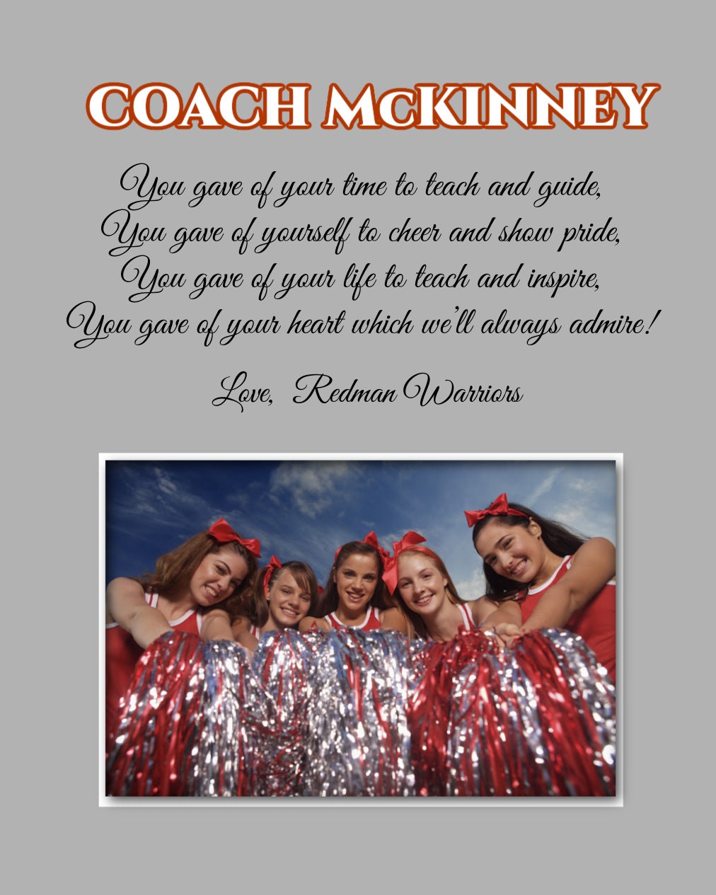 Custom Personalized Cheer Cheerleader Coach Appreciation Gift ...