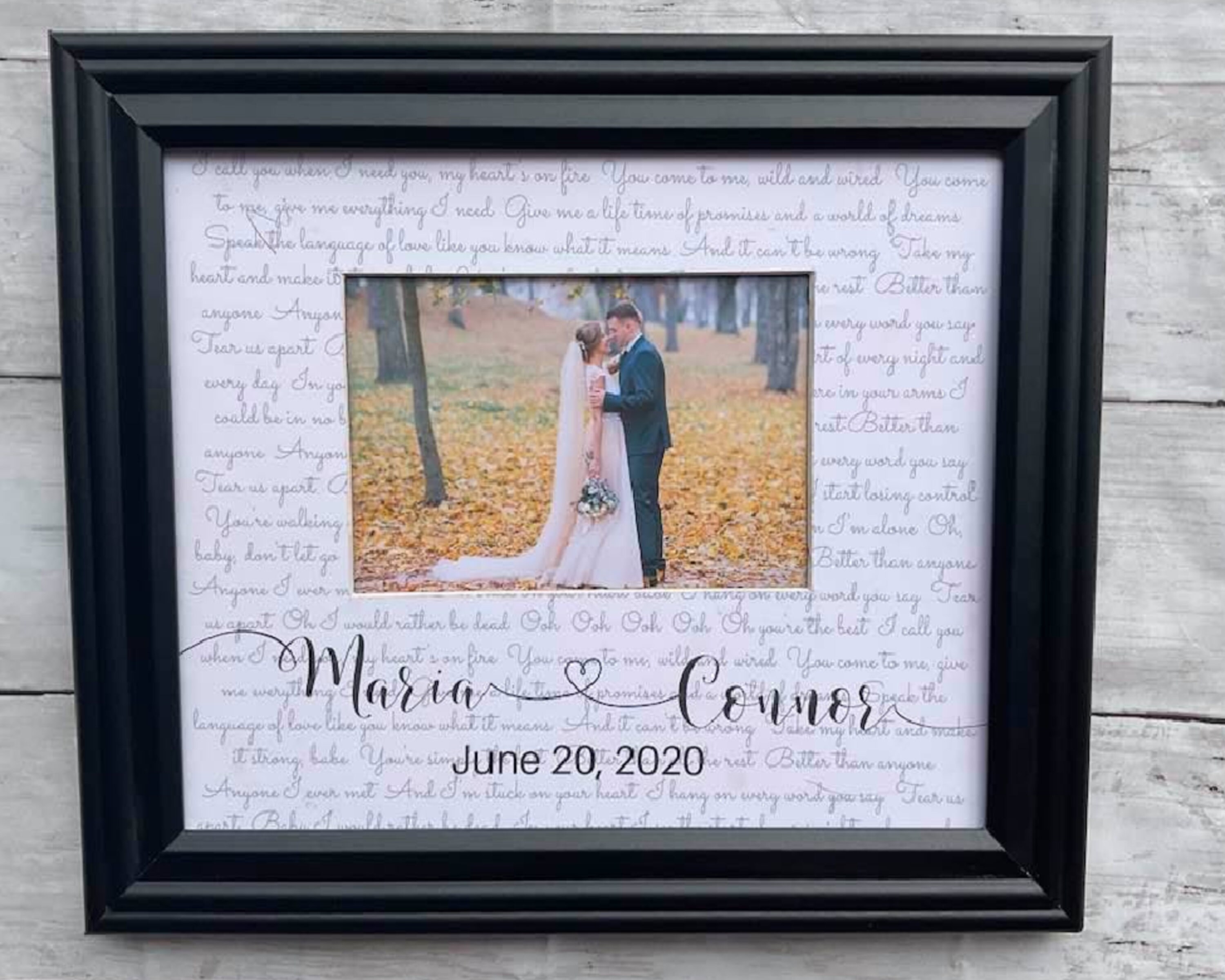 Custom Framed Song Lyrics & Photo Print, First Anniversary Gift ...