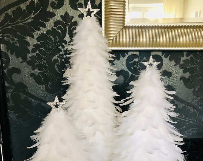 Set of 3 Feather Trees for Christmas Home Decor - Etsy